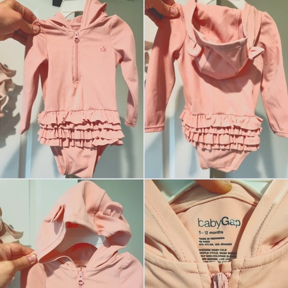 GAP | Swim | Baby Gap 62m Girls Swim Onepiece Rashguard Suit With Hood | Poshmark
